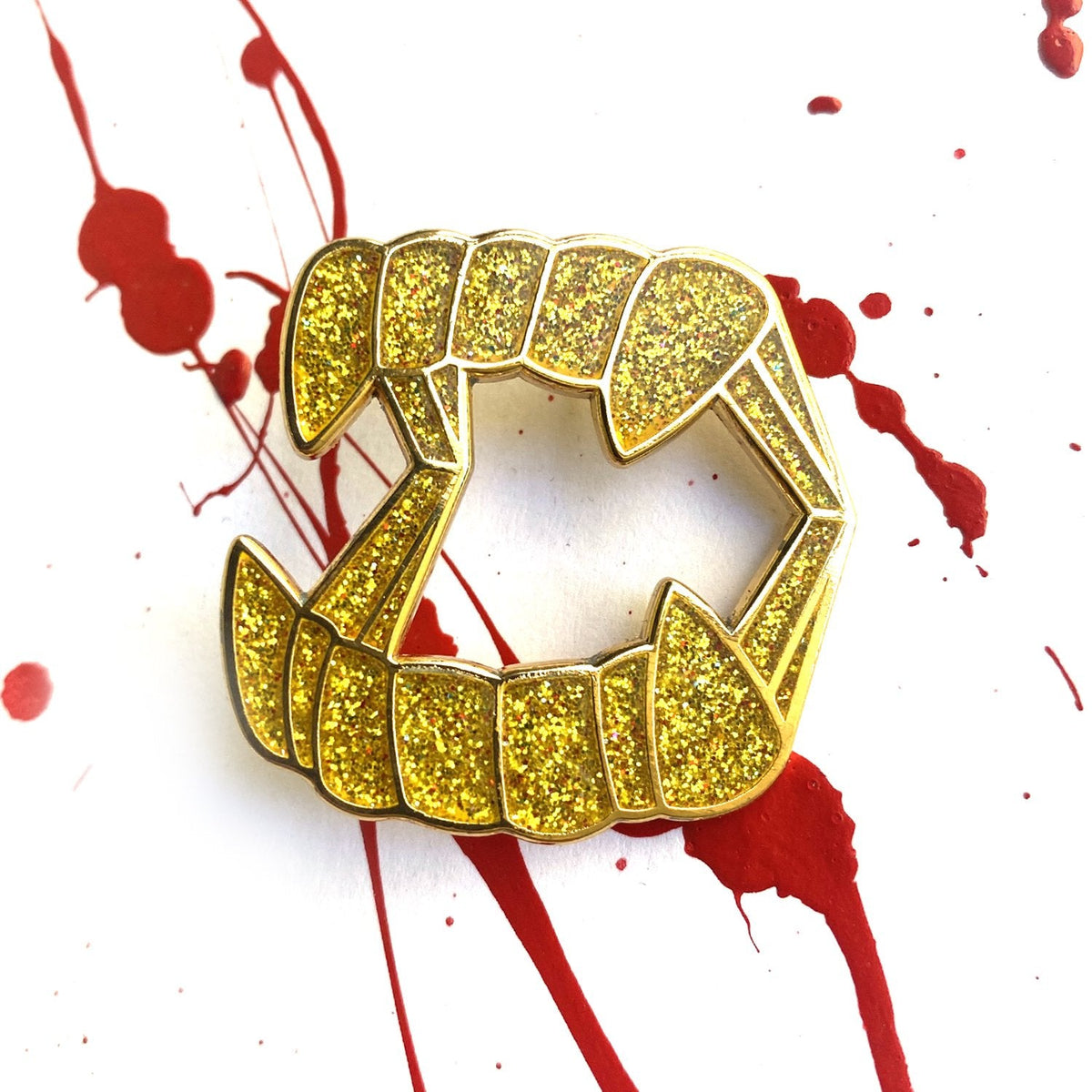 Vampire Teeth Gold Glitter - Enamel Pin – Jad Is Rad